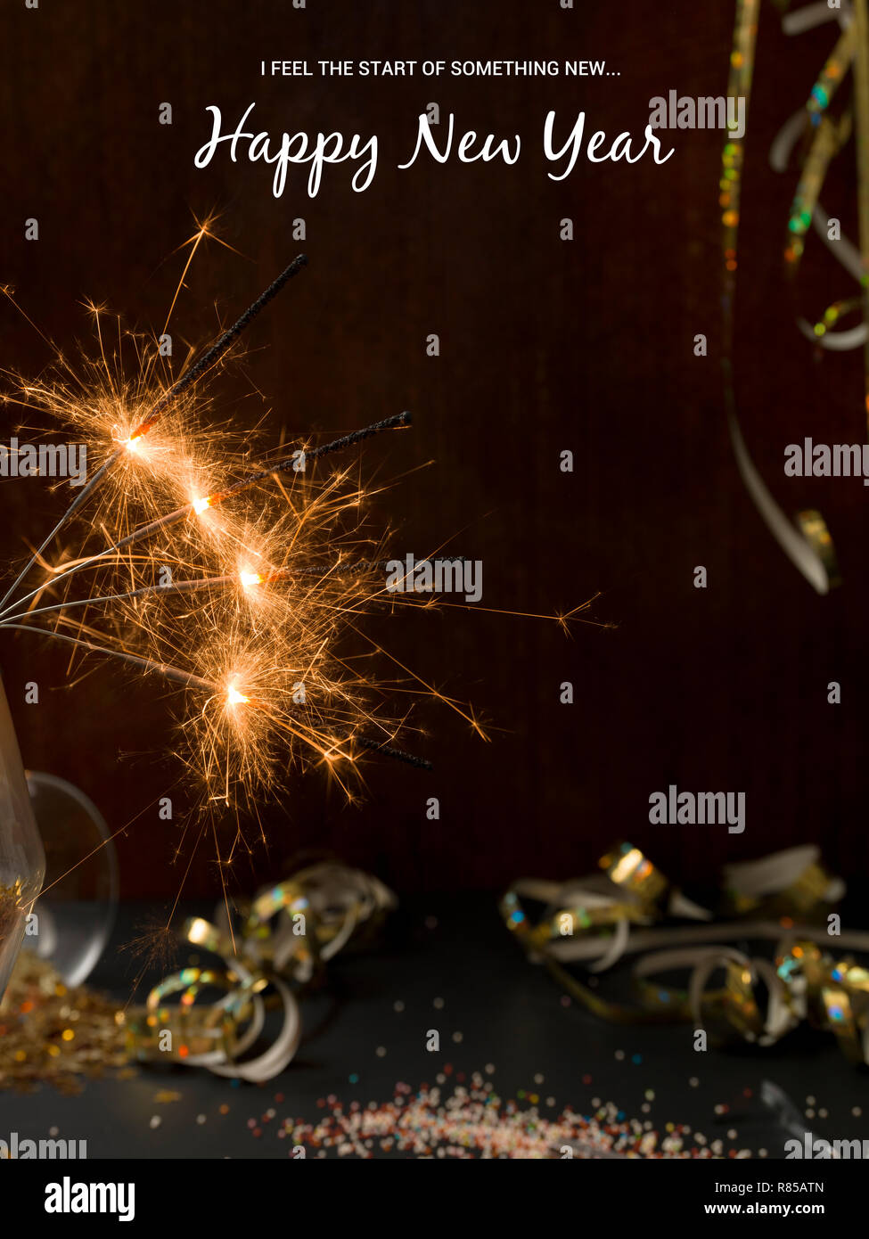 new year background with star splatter and sparkler and different new ...