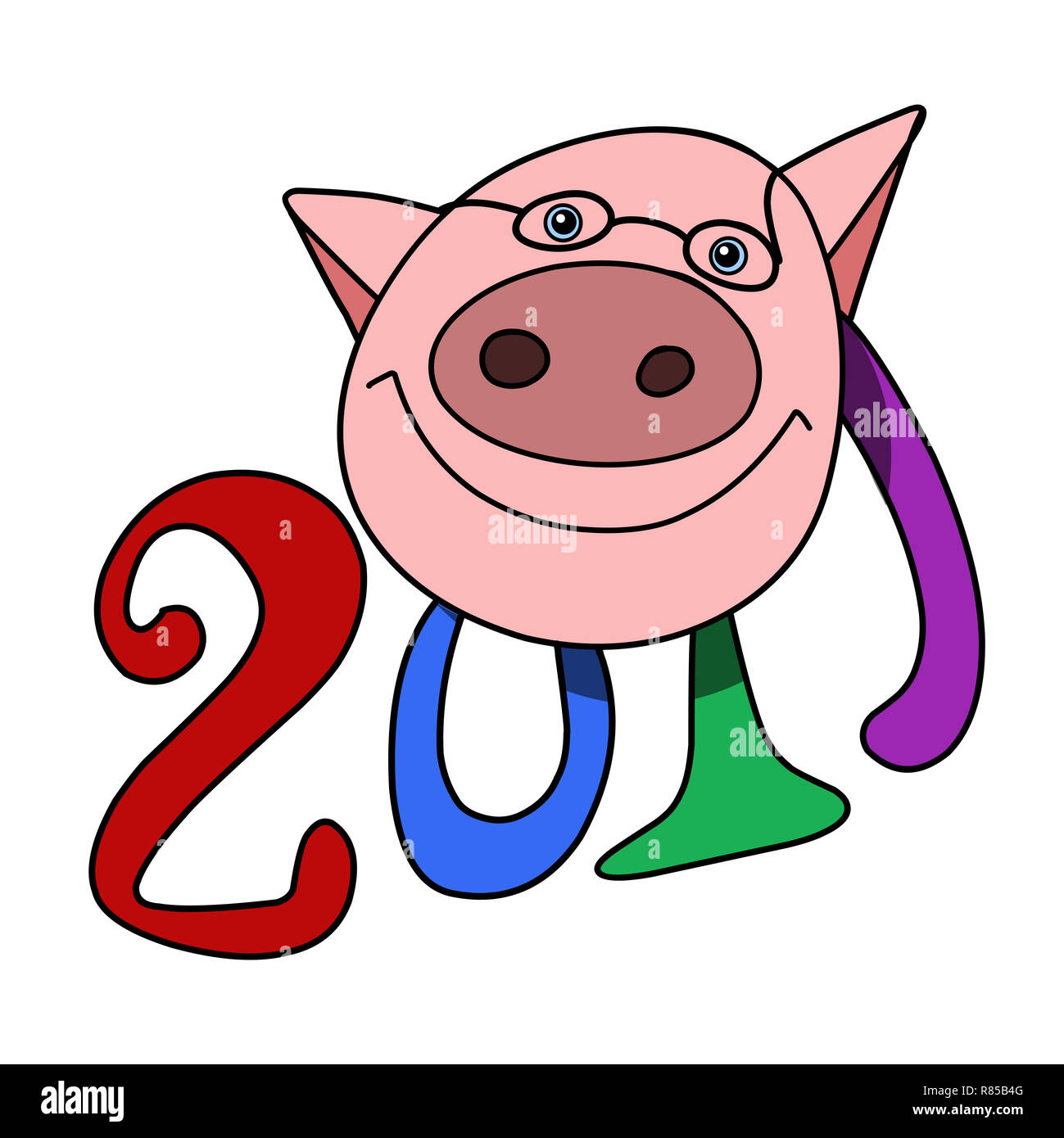 Stock Illustration Symbolic Pig on a White Background Stock Photo - Alamy