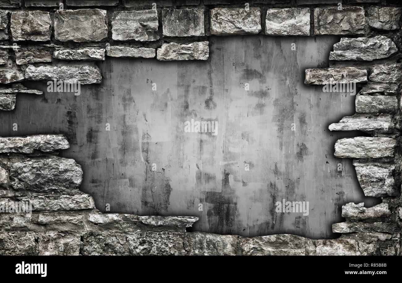 stone wall with hole Stock Photo - Alamy