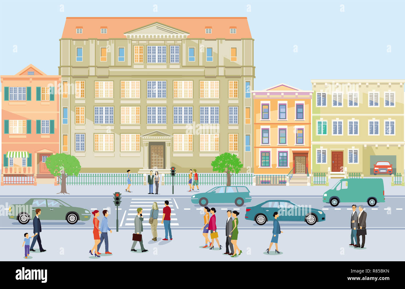 Road traffic by bus and cars Stock Photo - Alamy