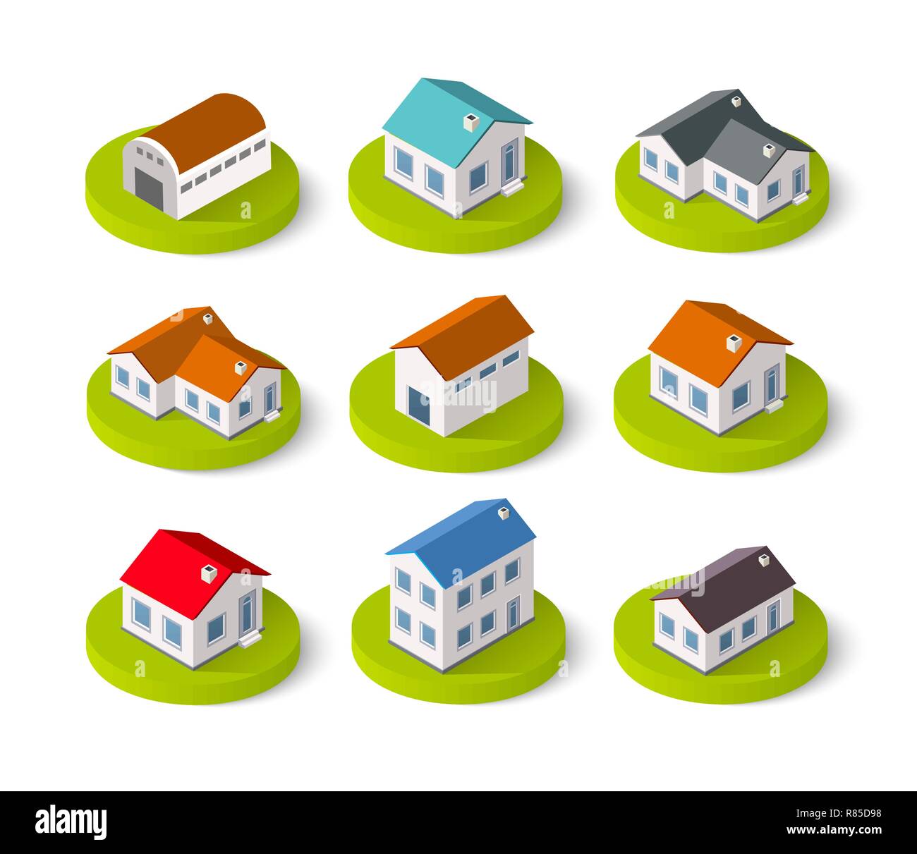 Set of isometric 3D icons house home. Residence building the city ...