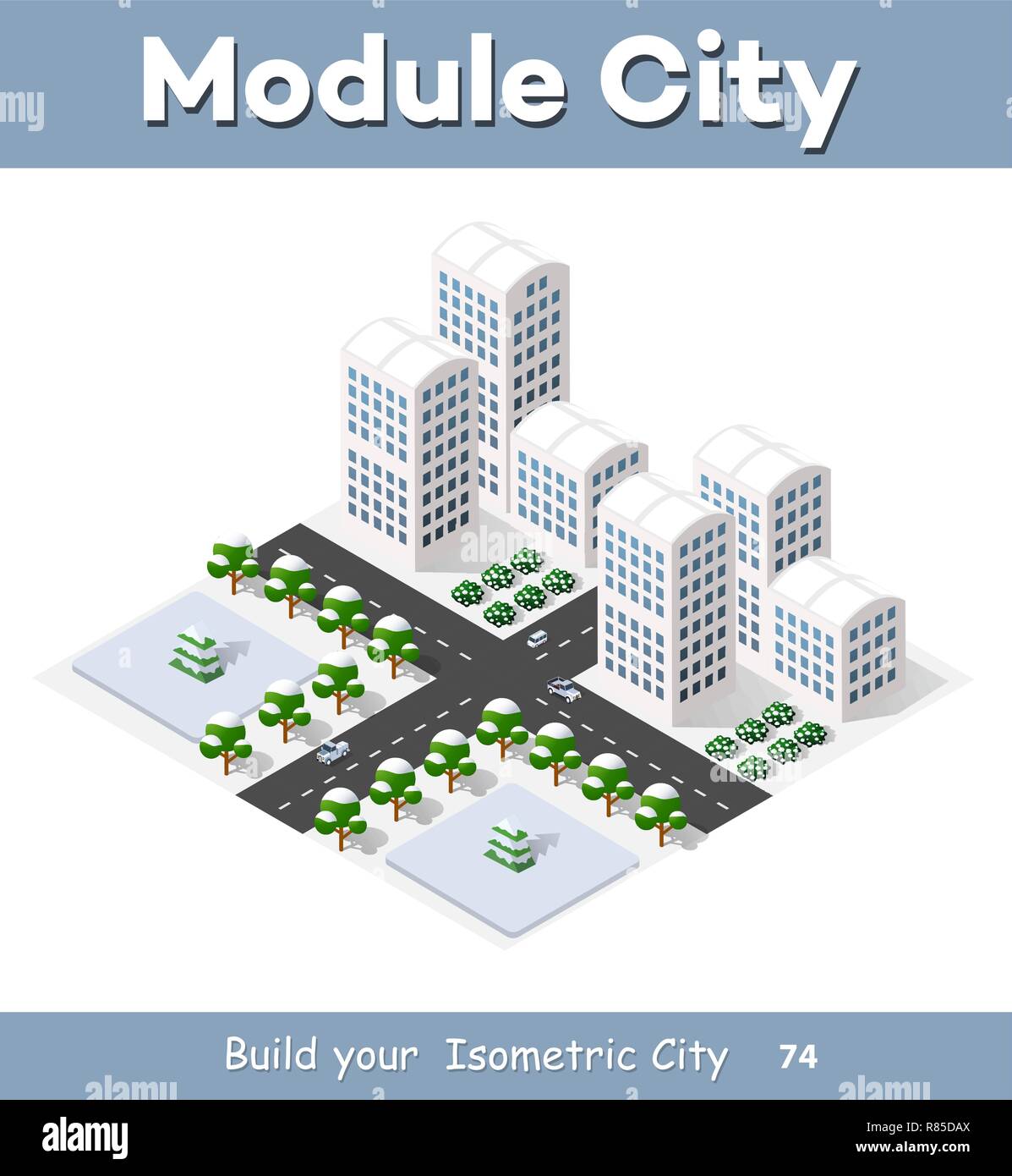 Christmas winter snowbound landscape 3d isometric urban city ...