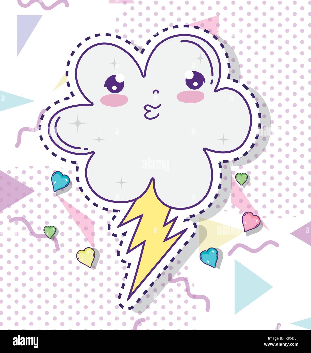 Vector illustration cartoon clouds thunder hi-res stock photography and ...