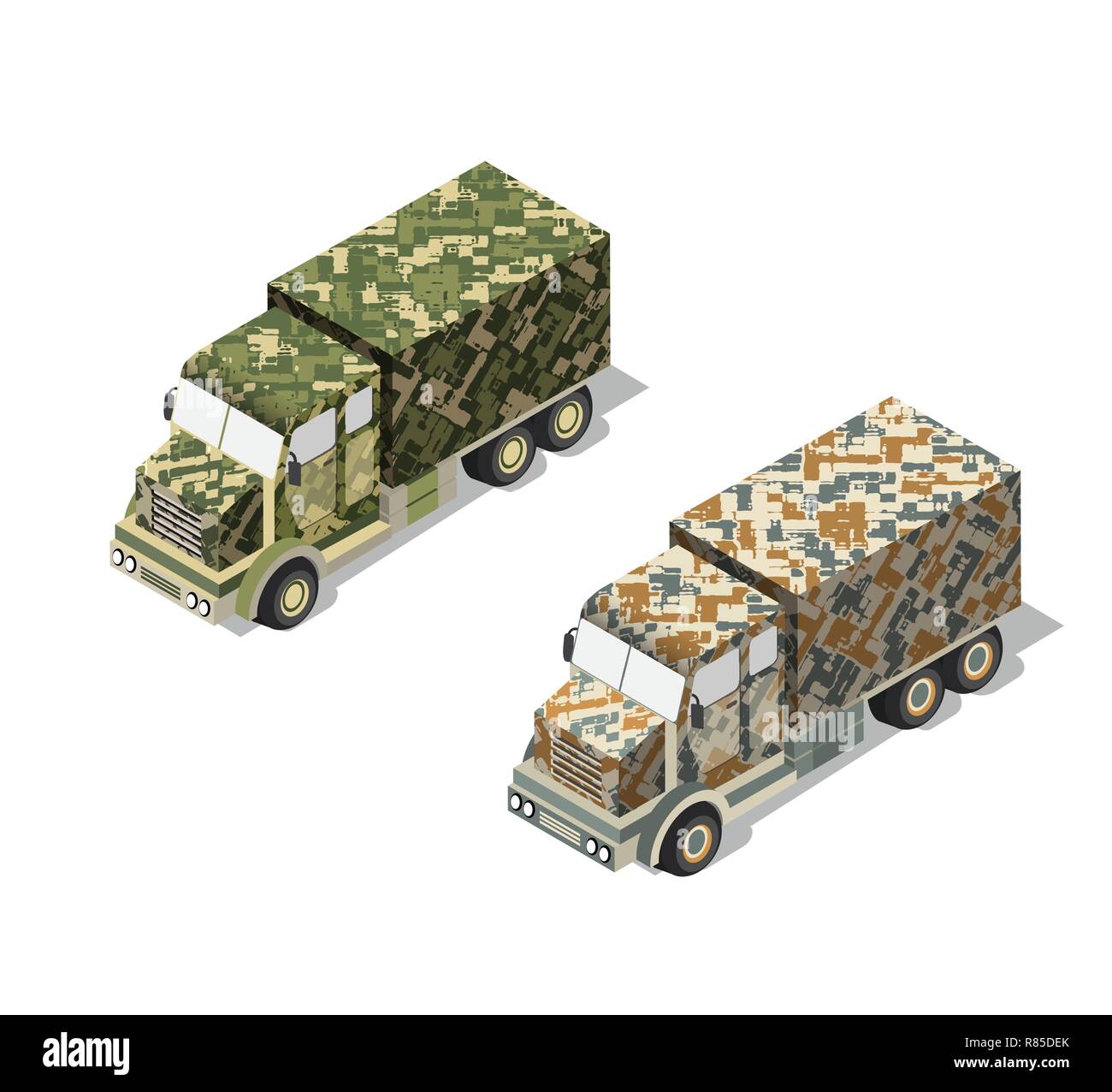 A military truck army vehicle transport in camouflage color disguise ...