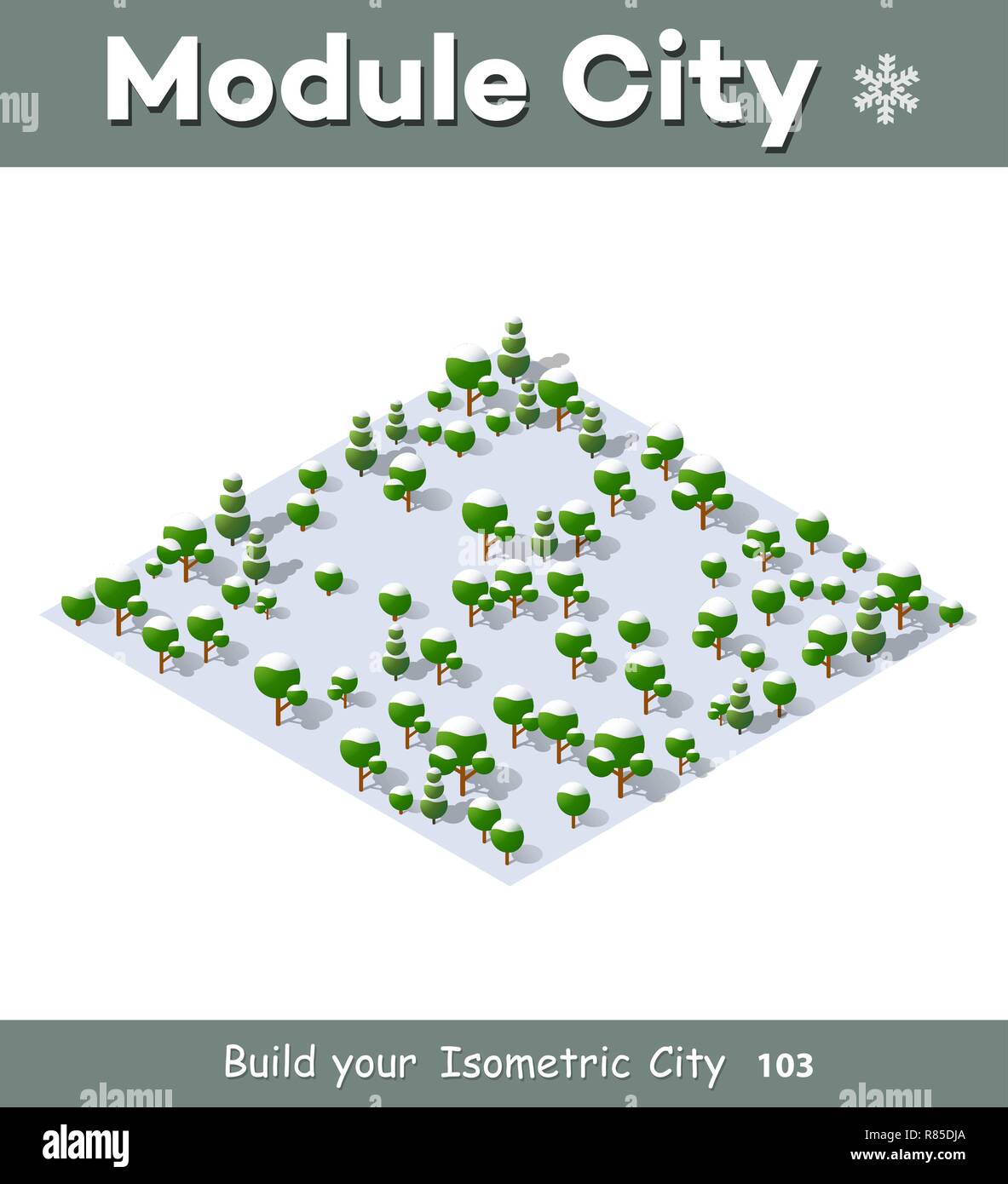 Isometric view projection of winter landscape. Nature view of forest ...
