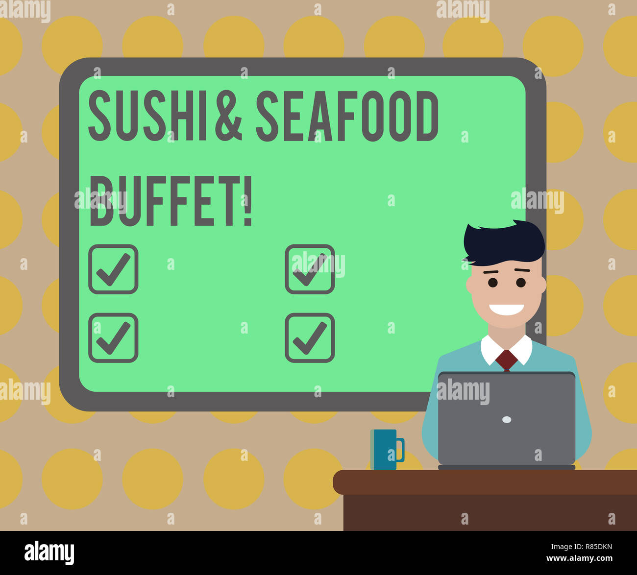 Word writing text Sushi And Seafood Buffet. Business concept for ...