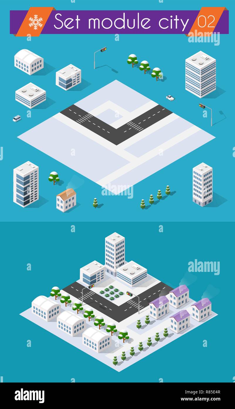 Set for design 3d cityscape city street public house on top of a block ...