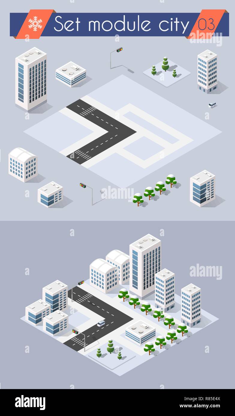 Set for design 3d cityscape city street public house on top of a block ...