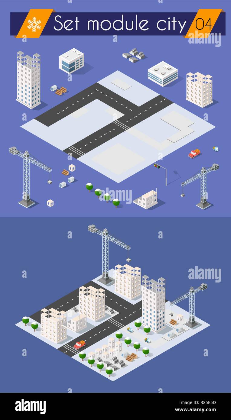 Set for design 3d cityscape city street public house on top of a block ...