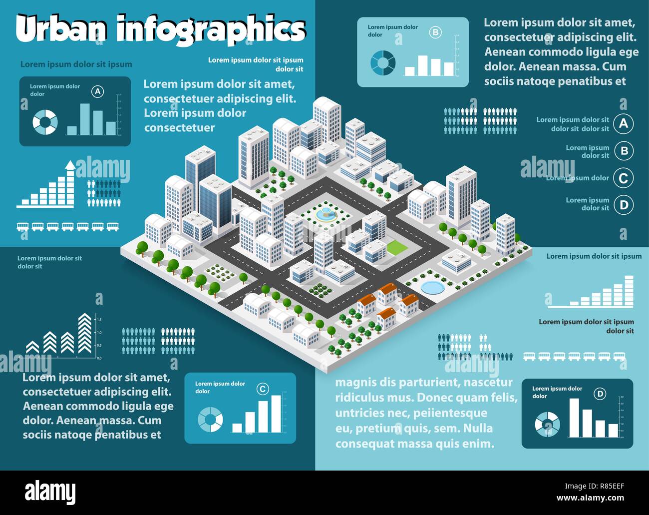 City isometric infographics there are diagram, building, road, park ...