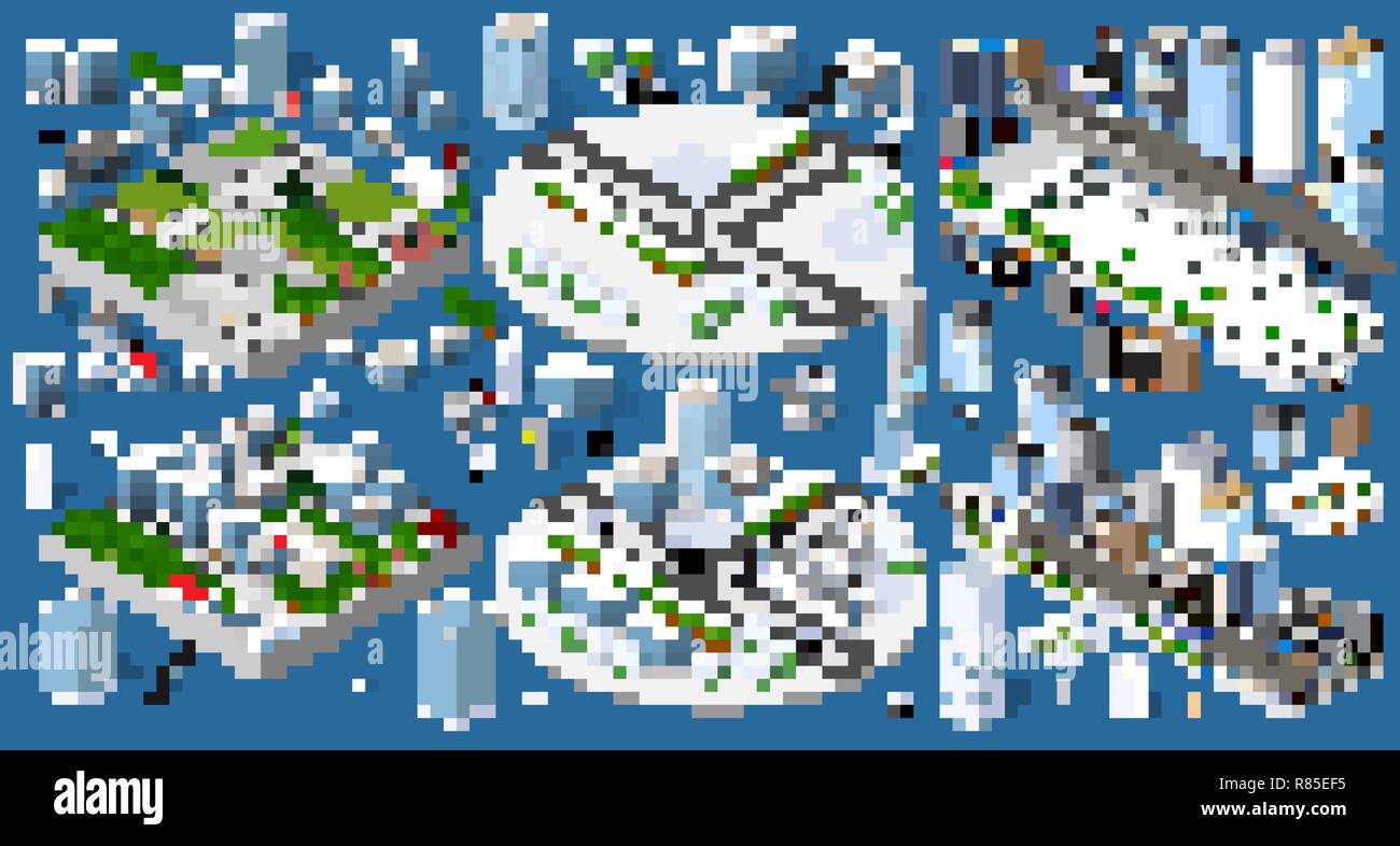 Cityscape design elements with isometric building city map generator ...