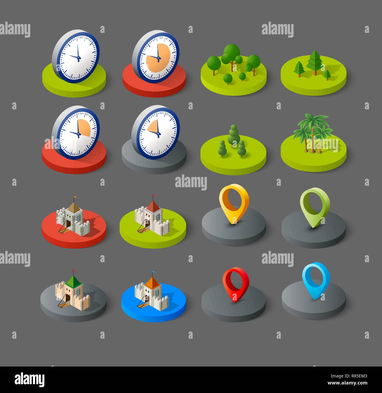 Isometric vector 3D icon city buildings for infographic concept set ...