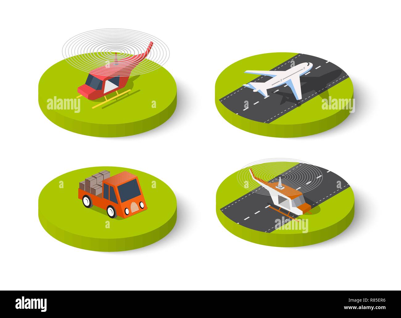 Helicopter passenger plane 3d isometric icon. Flat 3d dimensional high ...