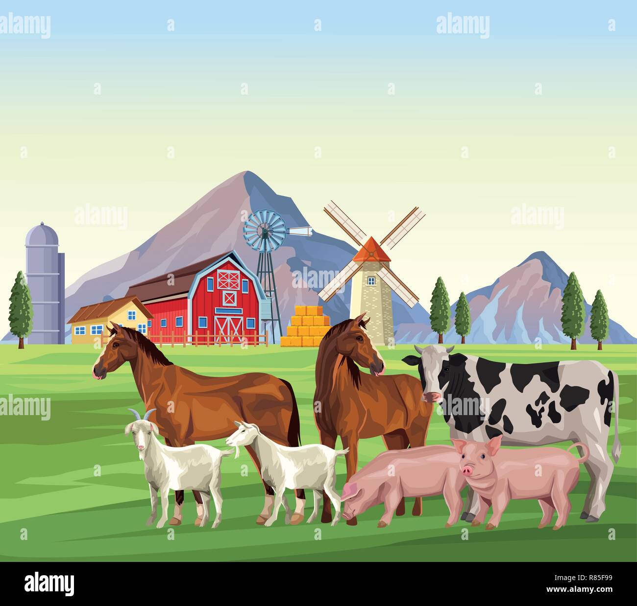 farm animals cartoons Stock Vector Image & Art - Alamy