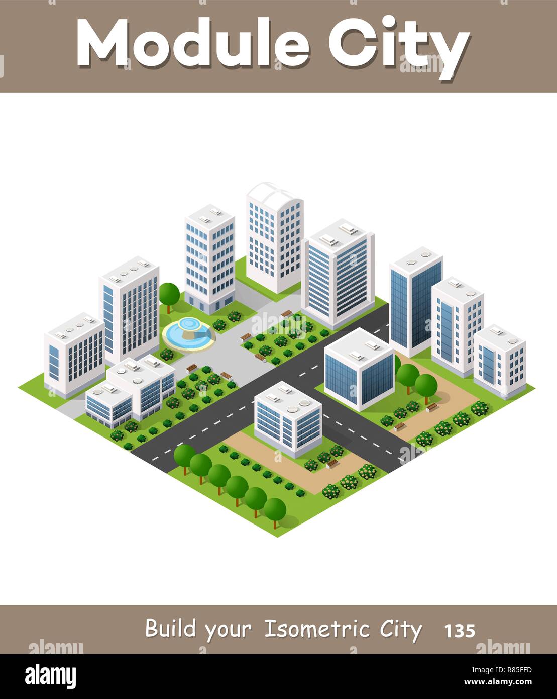 Isometric urban set of the city infrastructure town, street modern ...