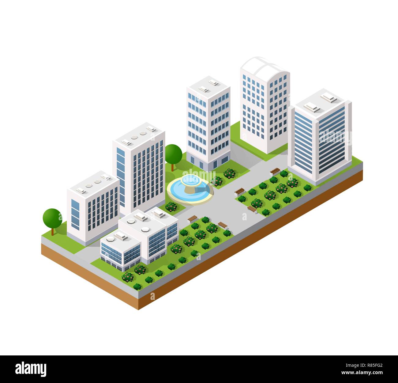Isometric urban set of the city infrastructure town, street modern ...