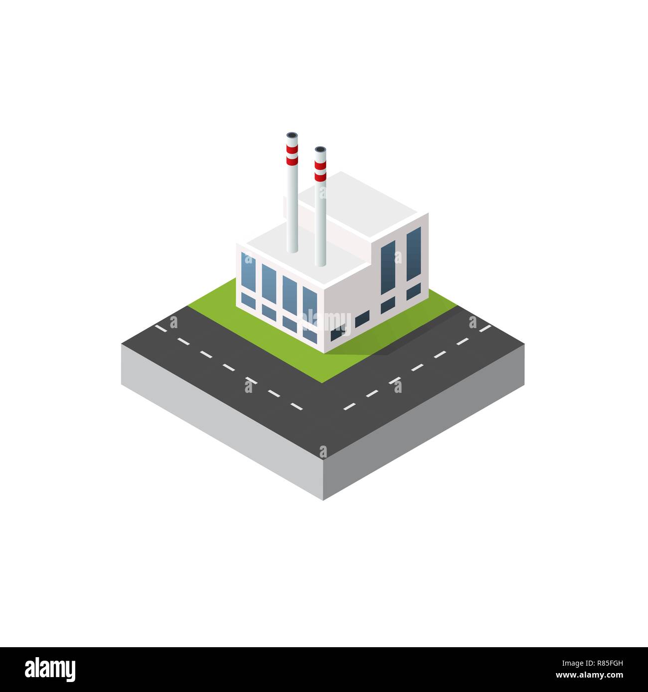 Isometric urban icon perspective view on factory building vector in ...