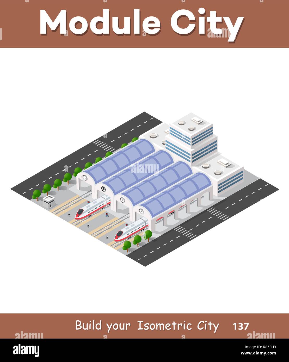 Fast modern high speed train. Vector flat 3d isometric illustration of ...