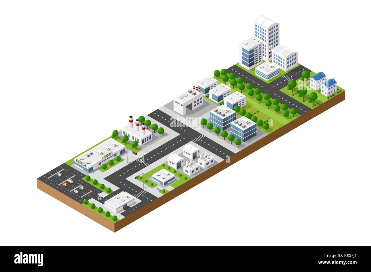 Isometric urban top view of the city infrastructure town, street modern ...