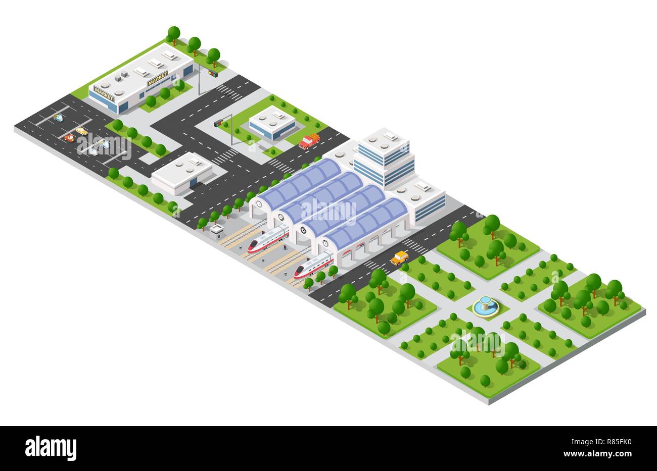 Fast modern high speed train. Vector flat 3d isometric illustration of ...