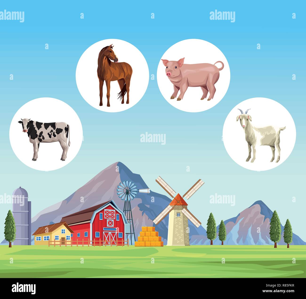 farm animals cartoons Stock Vector Image & Art - Alamy
