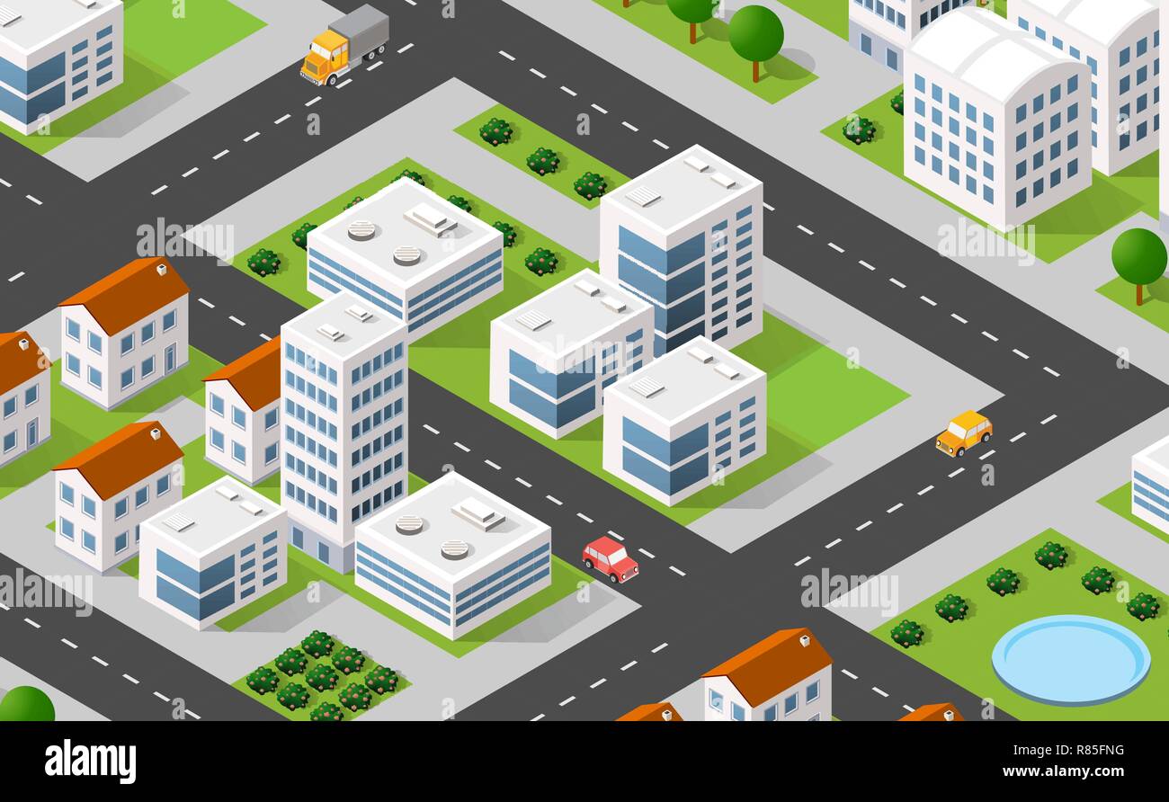 Vehicles road buildings architecture Stock Vector Images - Alamy