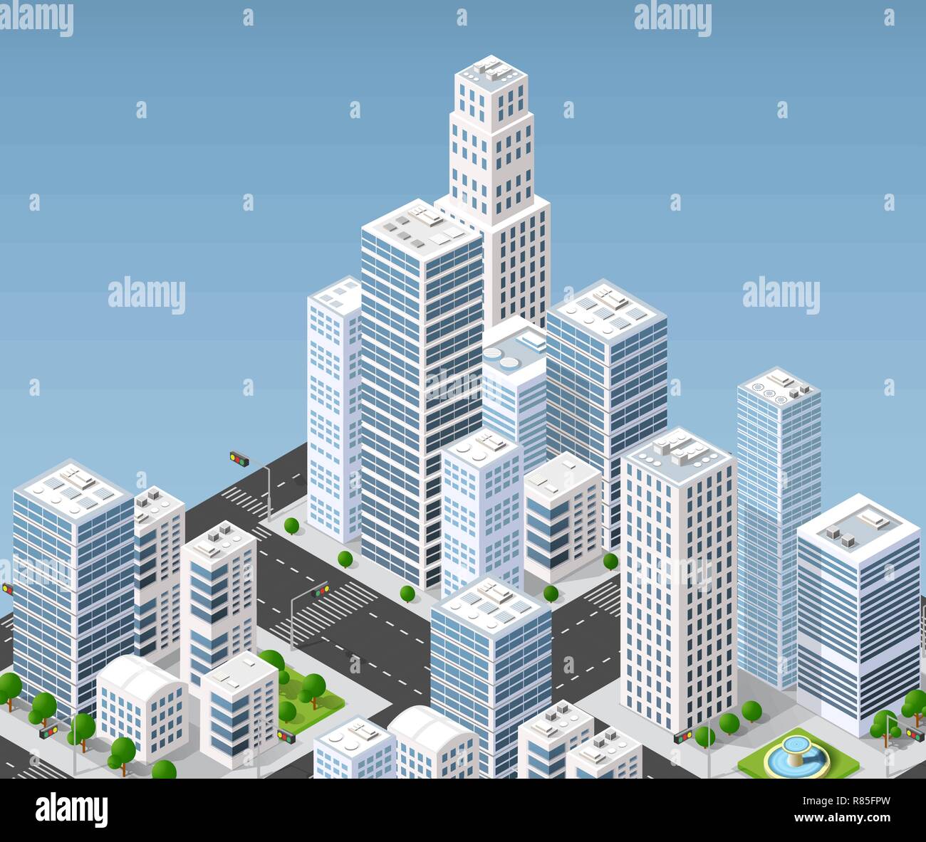 Skyscrapers city street view Stock Vector Images - Alamy