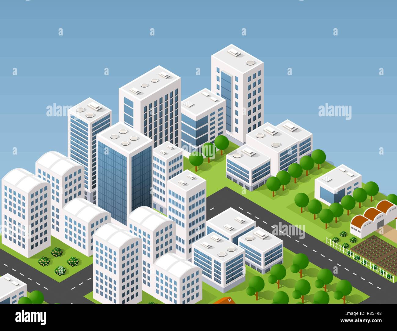 Isometric 3D illustration city urban area with a lot of houses and ...