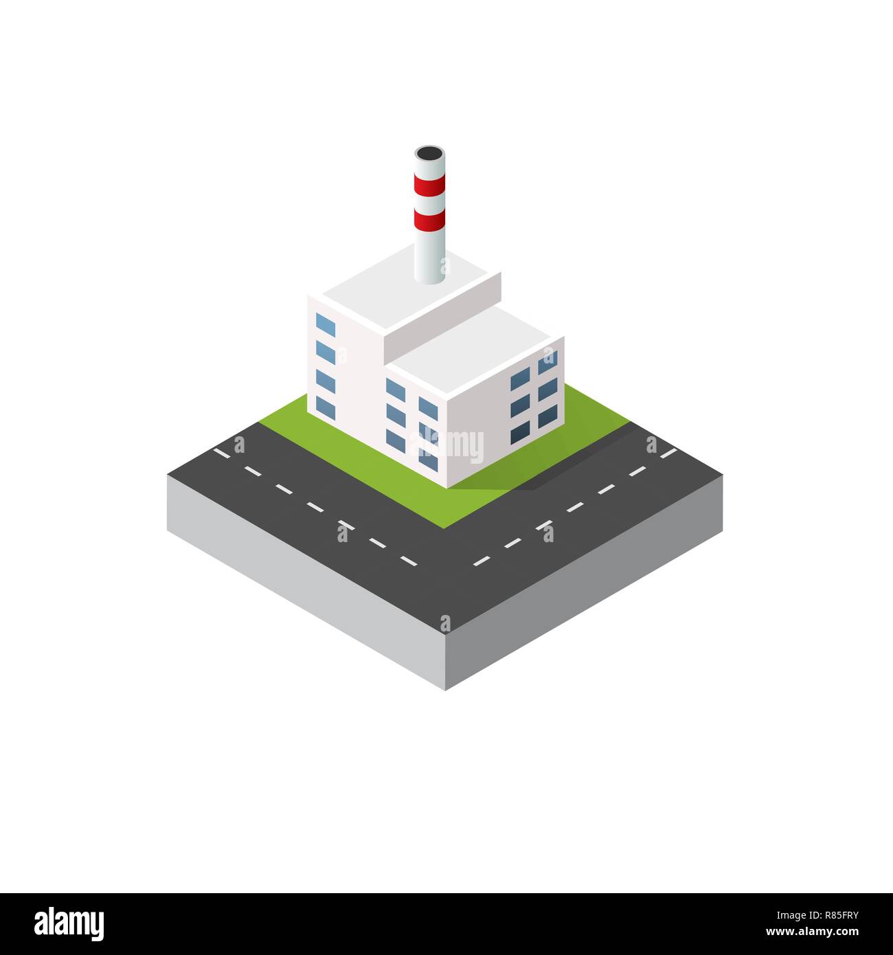 Isometric 3D city urban factory which includes buildings, power plant ...