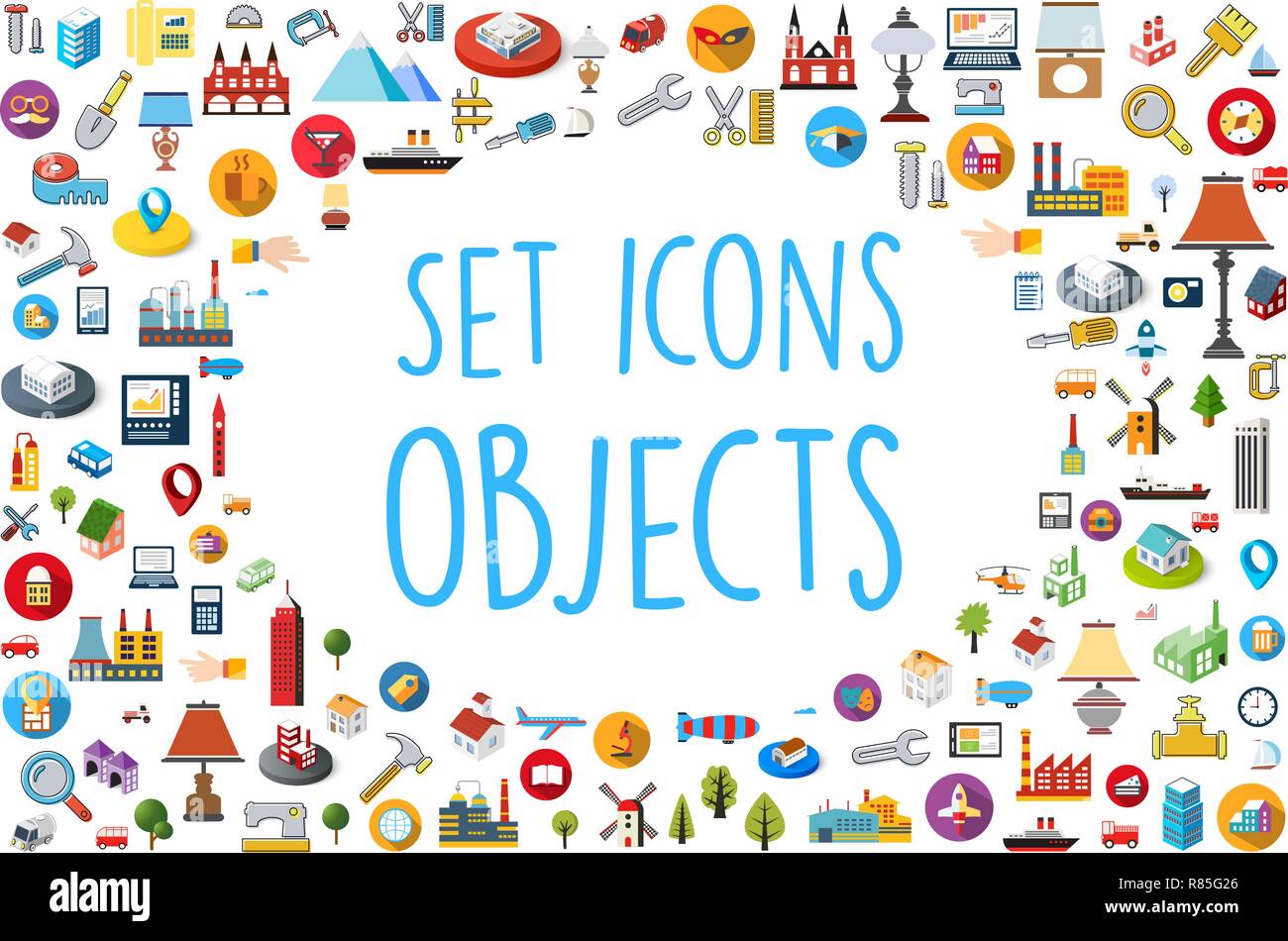 Set of web icons in different styles, colors for design and concept ...