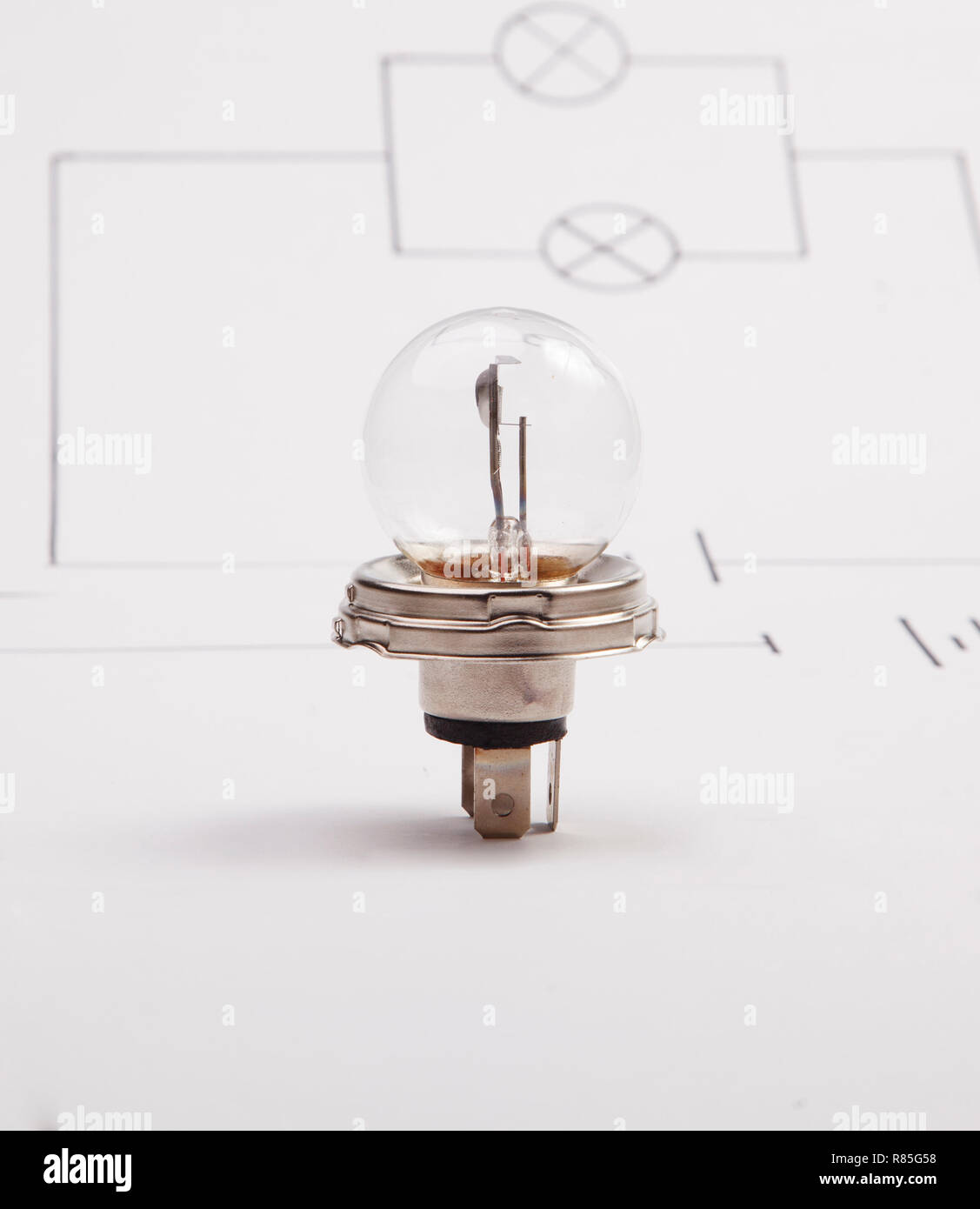 Automobile lamp on a background of the electric scheme Stock Photo - Alamy