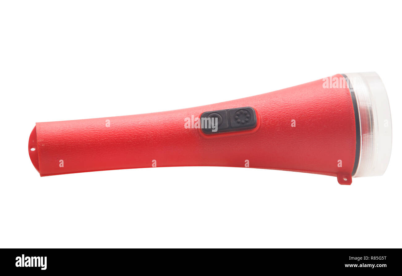 Red torch light on white background Stock Photo - Alamy