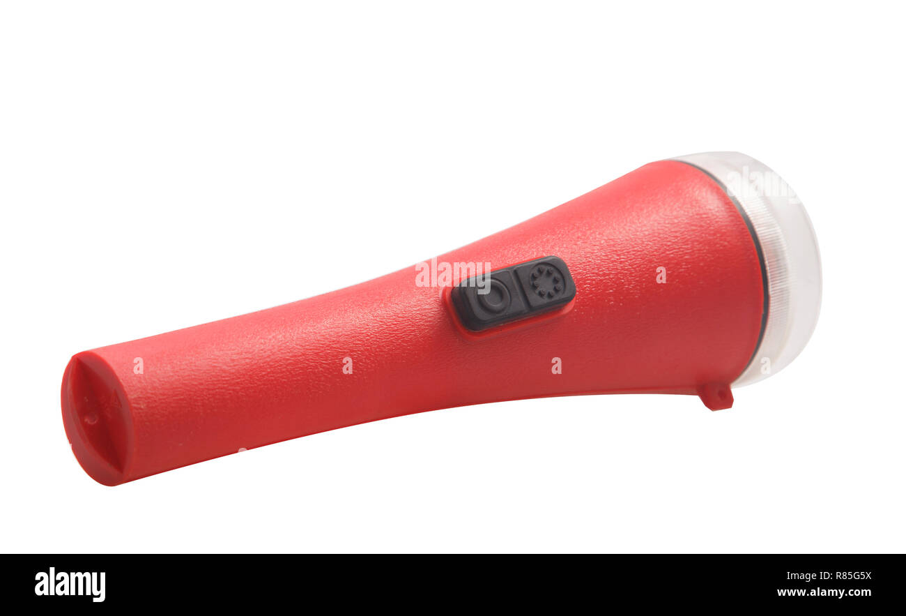 Red torch light on white background Stock Photo - Alamy