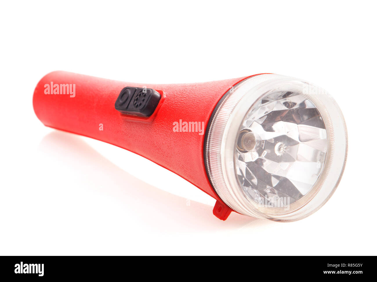 Red torch light on white background Stock Photo - Alamy