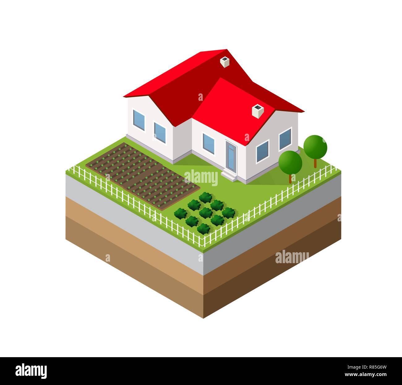 Farm Isometric three-dimensional 3D icon ecological natural agriculture ...