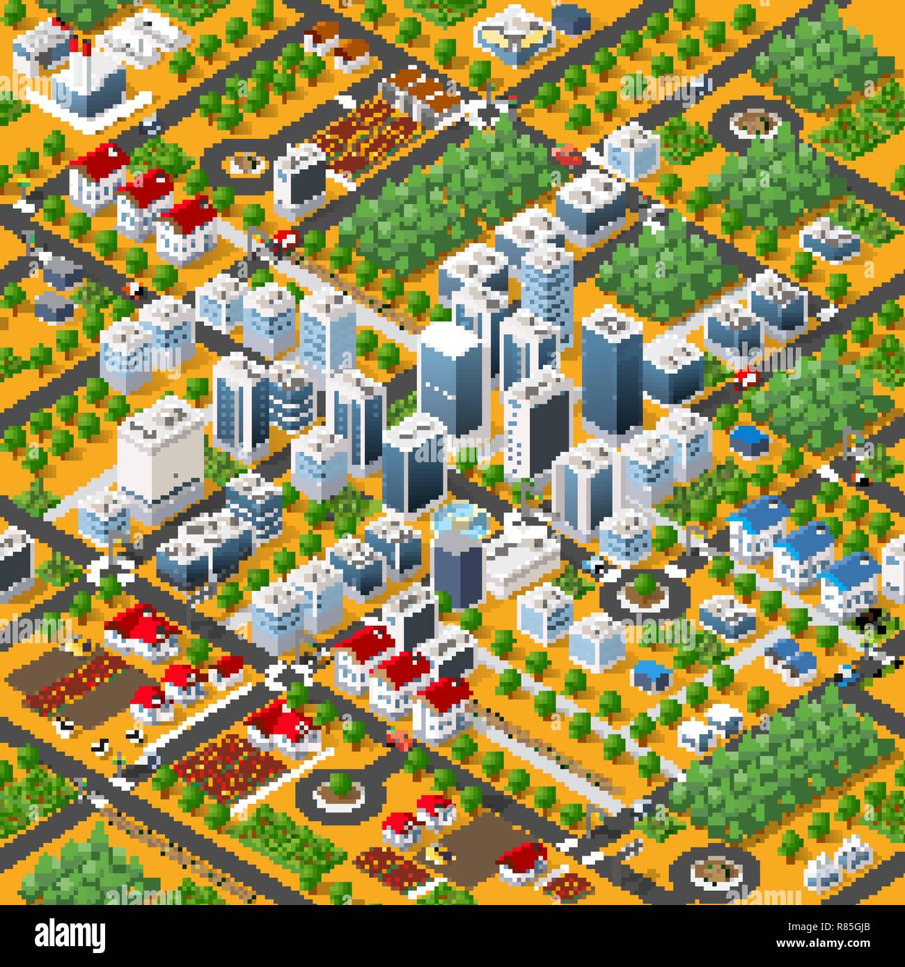 Isometric 3D megapolis city structure seamless pattern with streets ...
