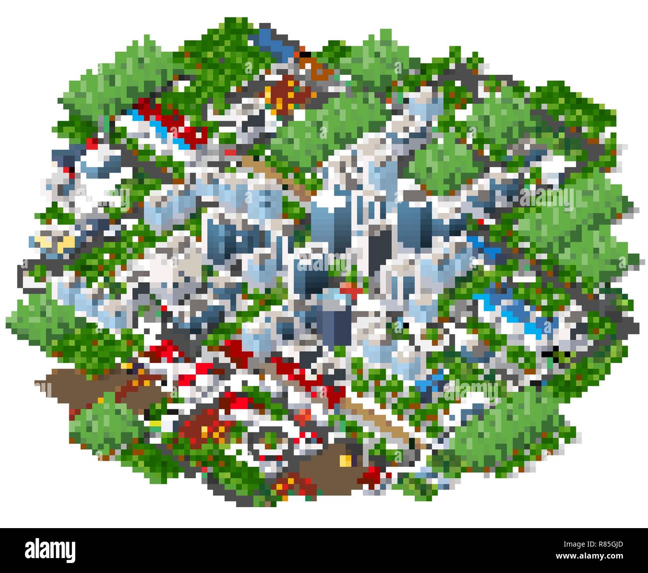Isometric 3D city megapolis structure urban landscape top view with ...