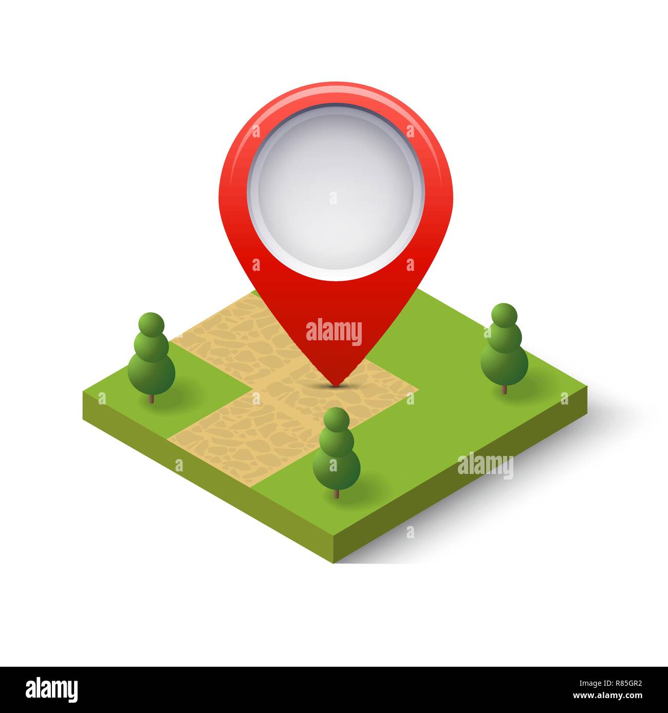 A navigation sign and pin symbol on city urban map indicating the ...