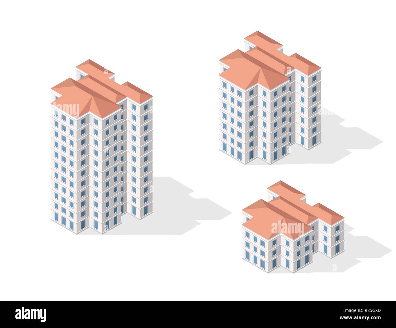 Isometric 3D dimensional skyscraper building of modern architecture of ...