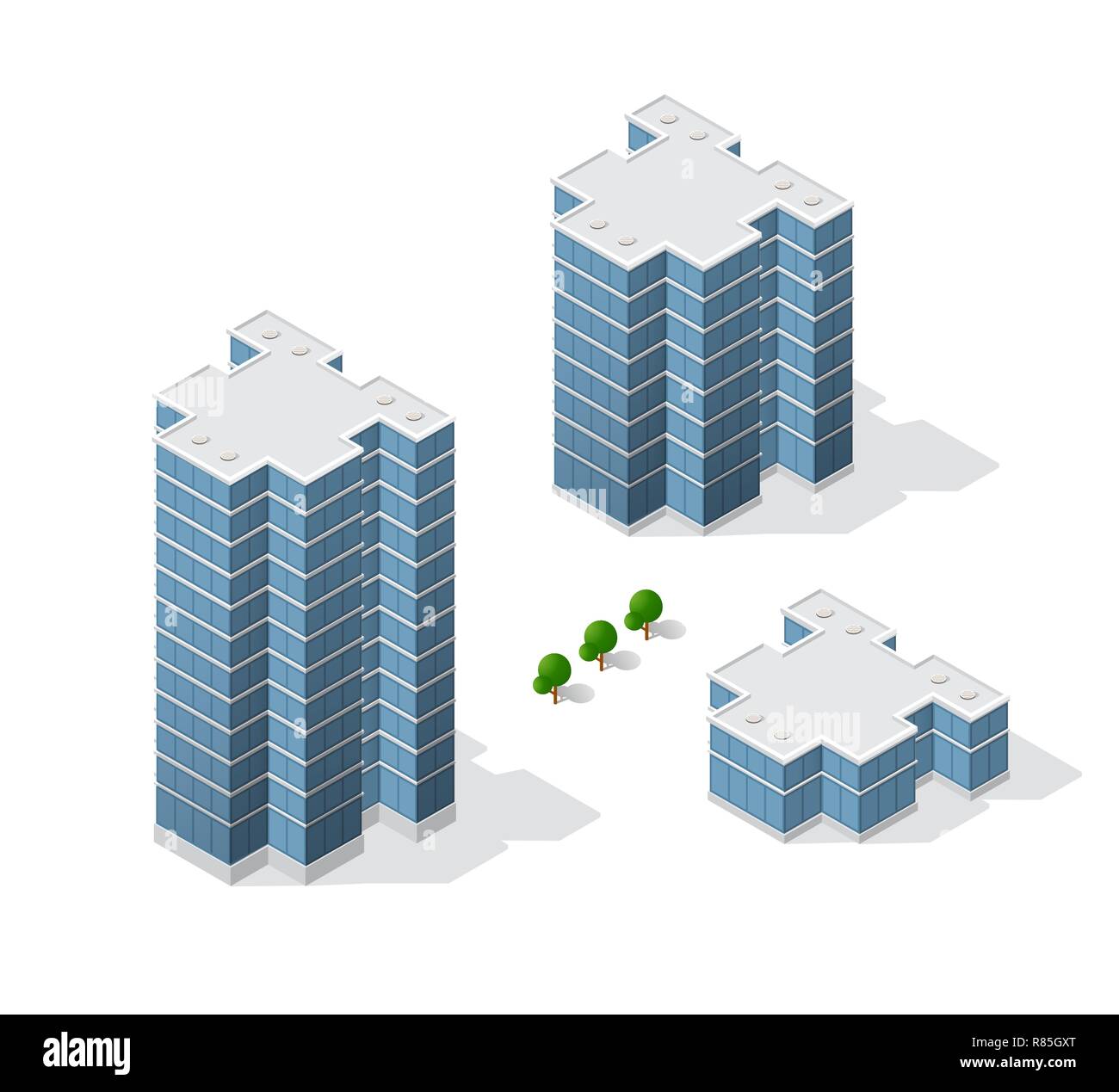 Isometric 3D dimensional skyscraper building of modern architecture of ...
