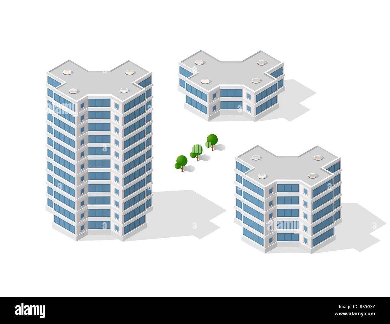 Isometric 3D dimensional skyscraper building of modern architecture of ...