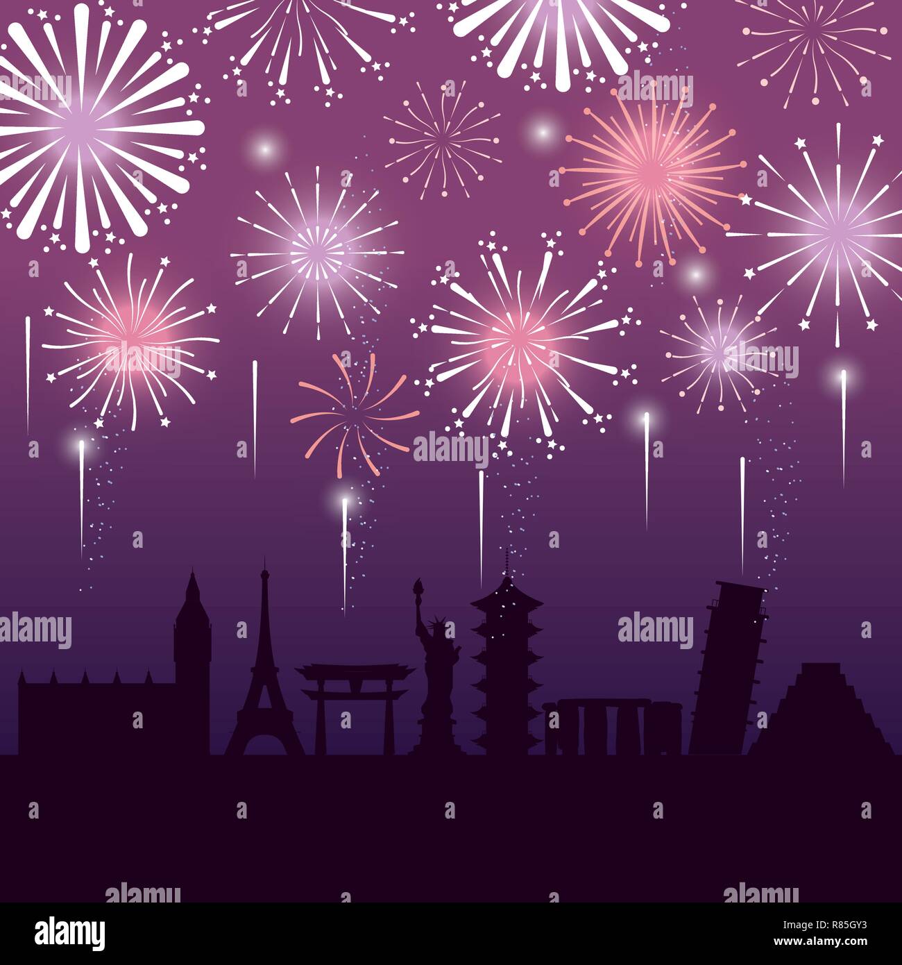 Independence eve fireworks show Stock Vector Images - Alamy