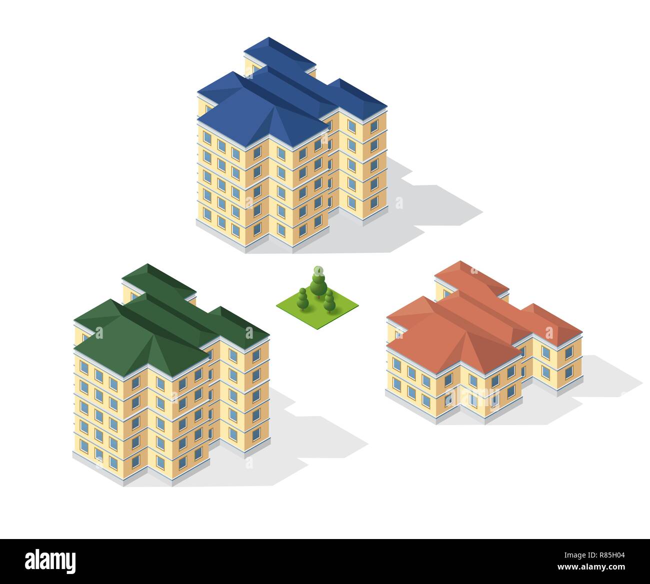 Isometric 3D dimensional building of modern architecture of urban ...