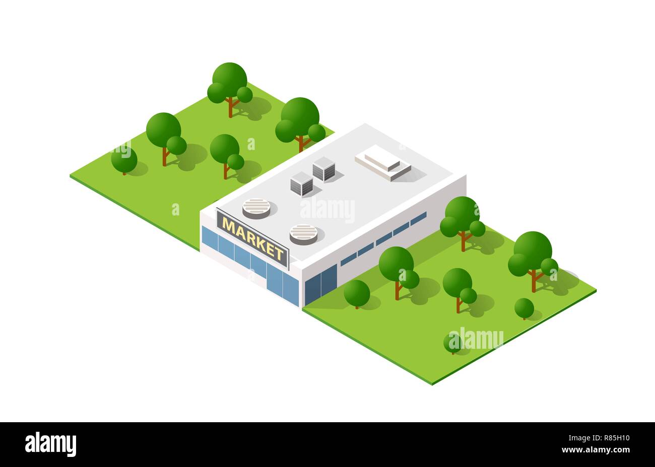 Supermarket shop 3D dimensional building of modern architecture of ...