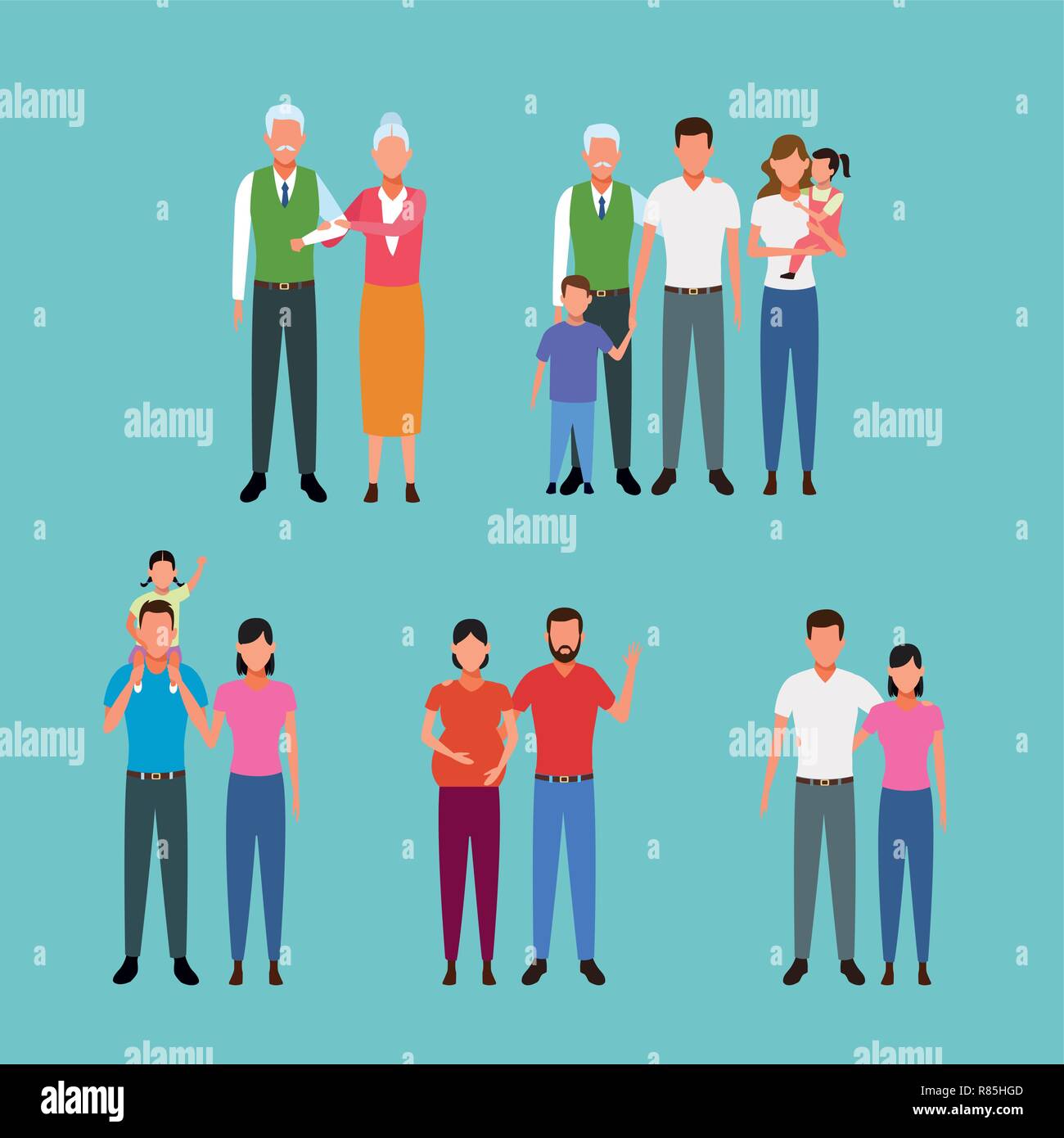 Family pregnant unity people vector Stock Vector Images - Alamy