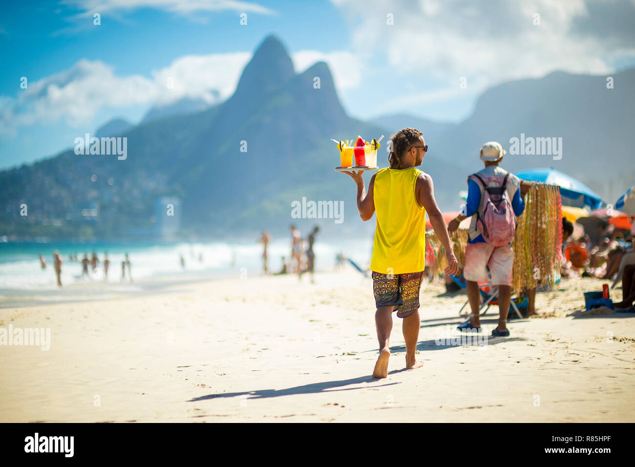 RIO DE JANEIRO - FEBRUARY, 2018: An unlicensed Brazilian beach vendor ...