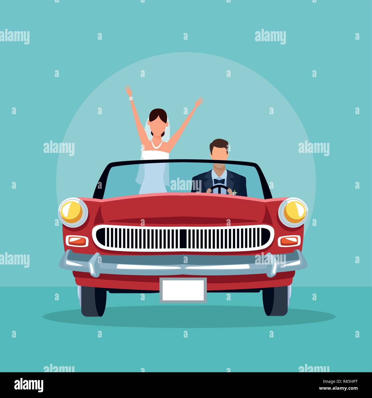 Wedding car blue Stock Vector Images - Alamy