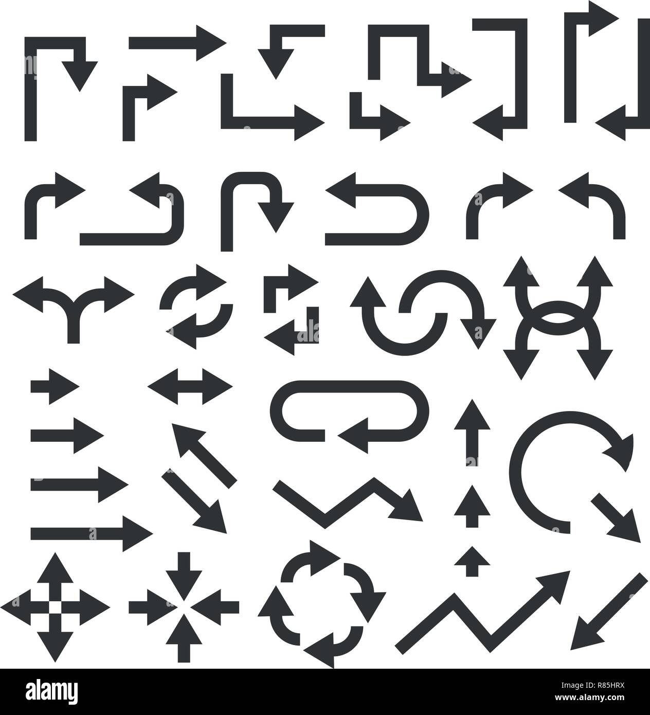 Black flat arrows set. Traffic and web signs Stock Vector Image & Art ...