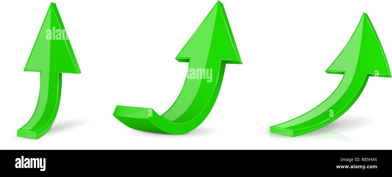Arrows set. Green moving up 3d icons Stock Vector Image & Art - Alamy