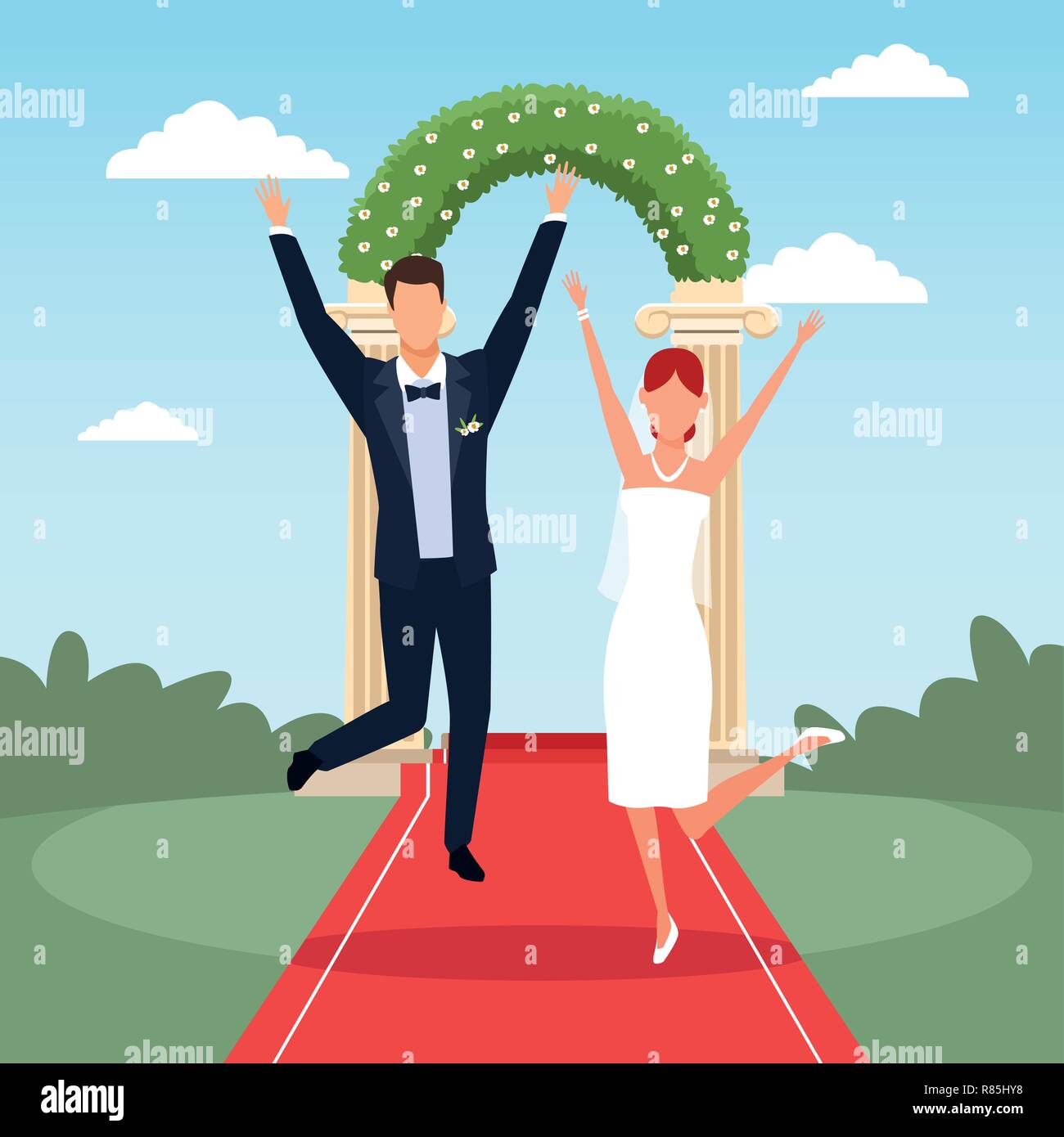 wedding couple cartoon Stock Vector Image & Art - Alamy